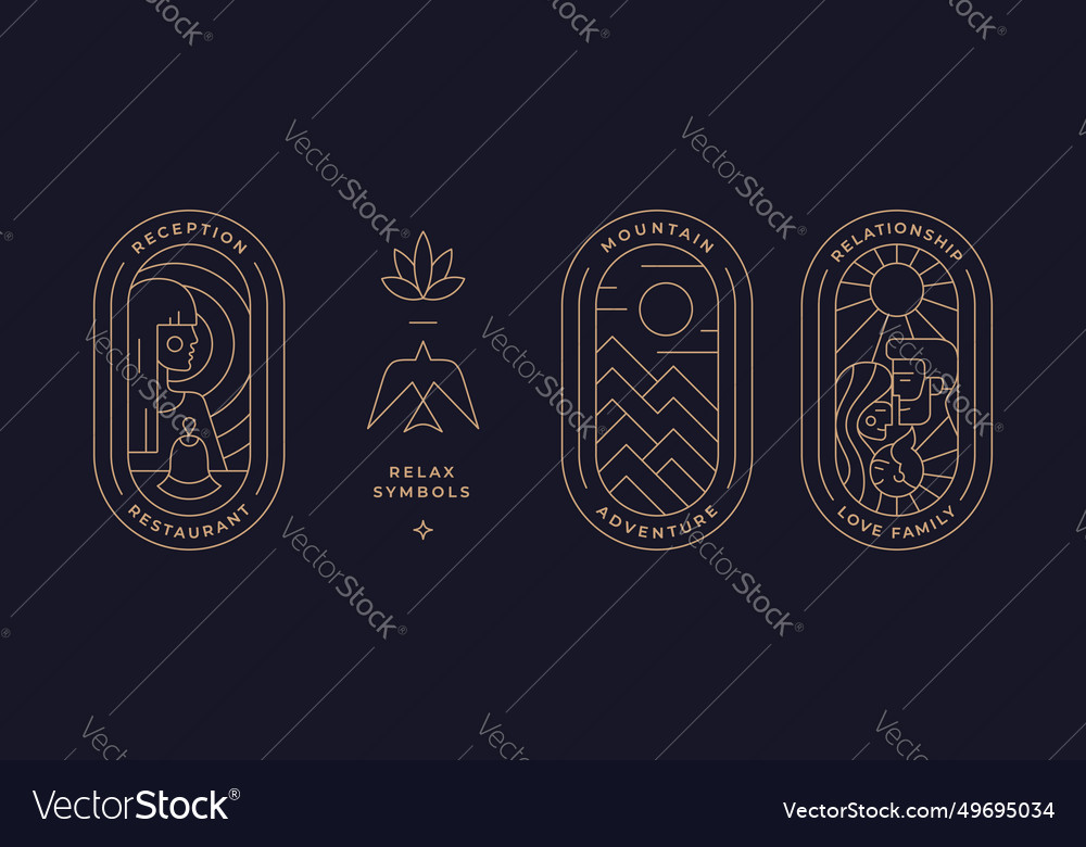 Set of minimalist line art Royalty Free Vector Image