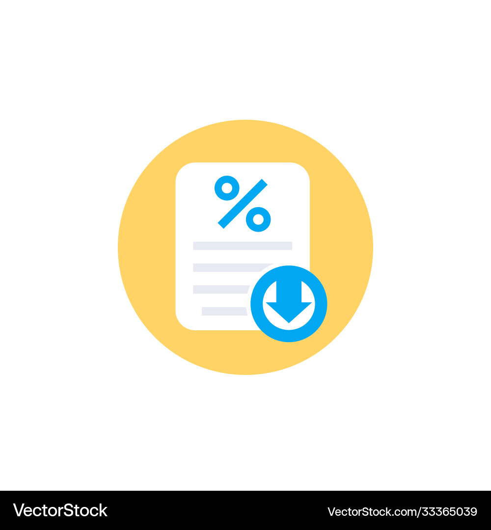 Rate cut icon percent down Royalty Free Vector Image