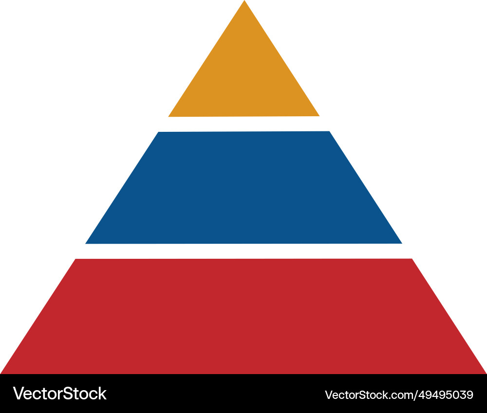 Three level pyramid colorful icon divided and cut Vector Image