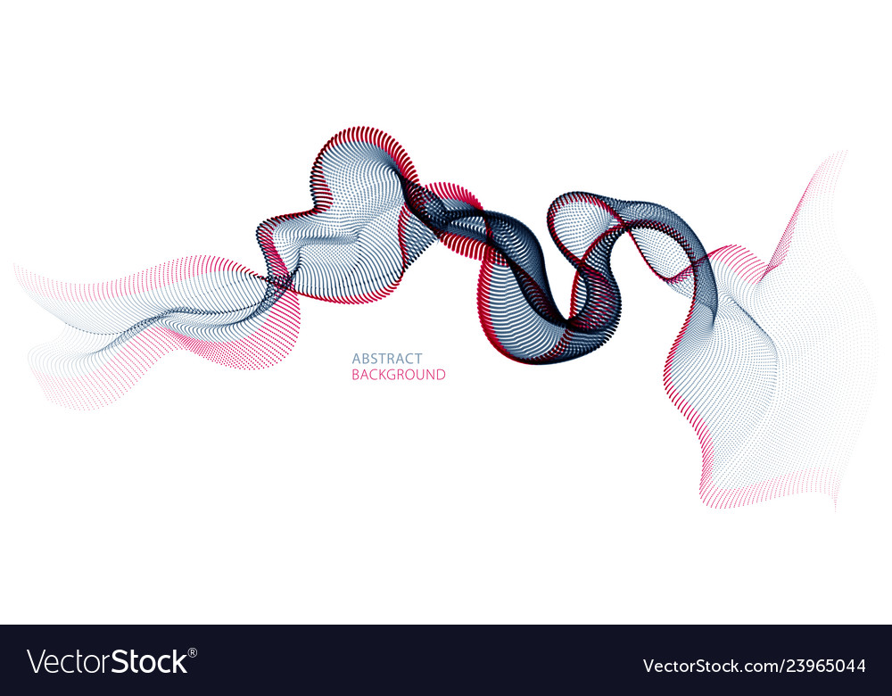 3d particles mesh array sound wave flowing round Vector Image