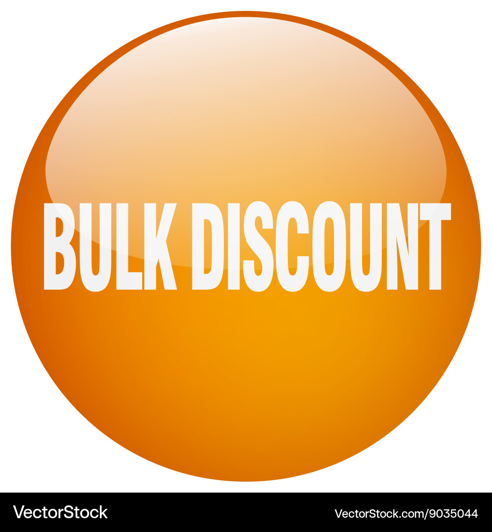 Bulk discount orange round gel isolated push Vector Image