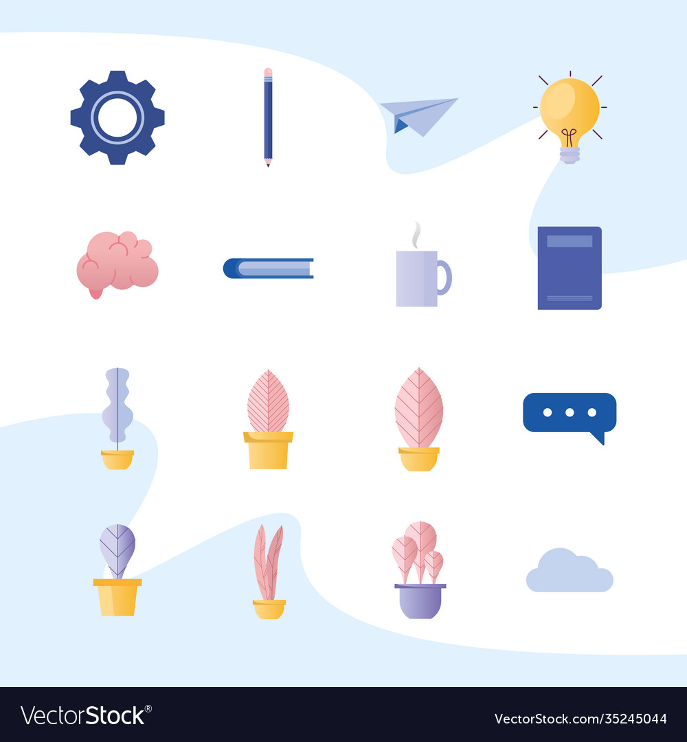 Bundle creative elements set icons Royalty Free Vector Image