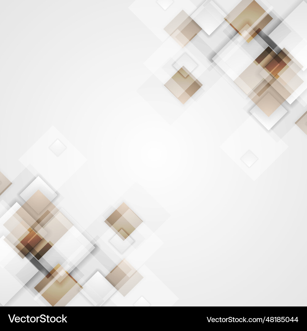 Geometric squares brown tech background Royalty Free Vector