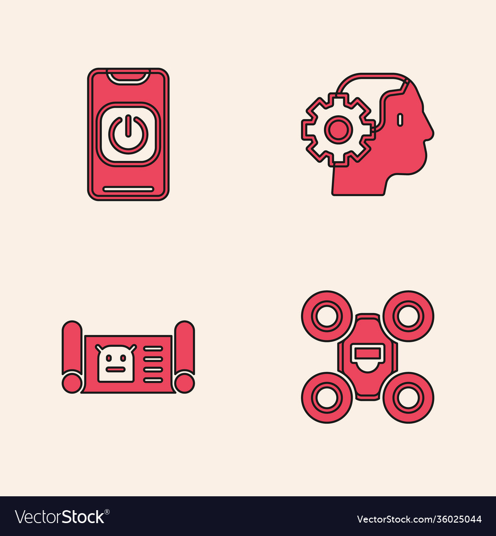 Set drone turn off robot from phone humanoid Vector Image Set drone turn off robot from phone humanoid Vector Image