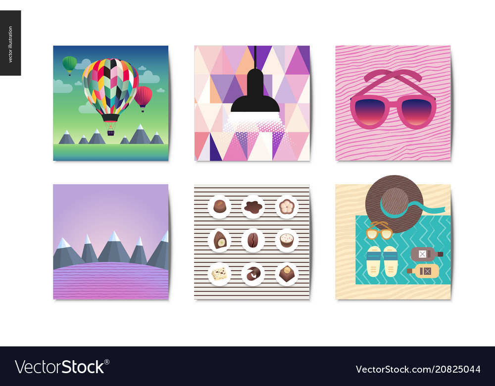 Simple things - postcards Royalty Free Vector Image