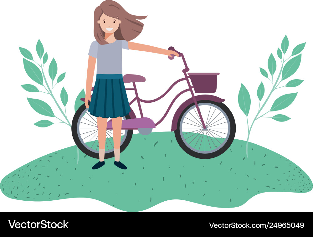 Girl with bicycle avatar character Royalty Free Vector Image
