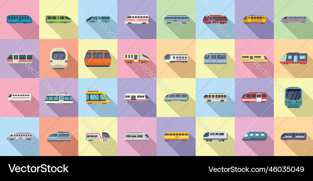 High-speed transportation icons set flat Vector Image
