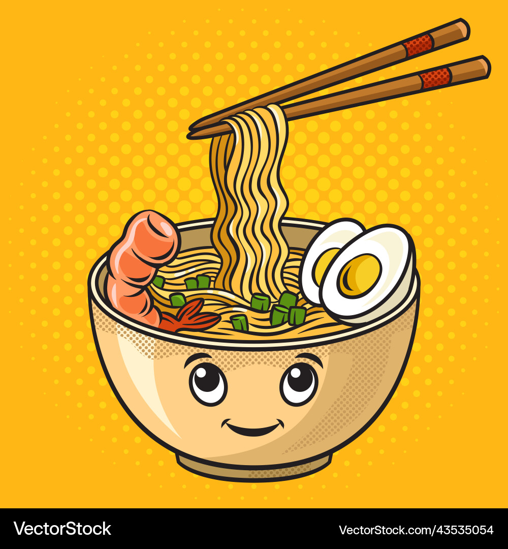 Cartoon ramen pop art Royalty Free Vector Image