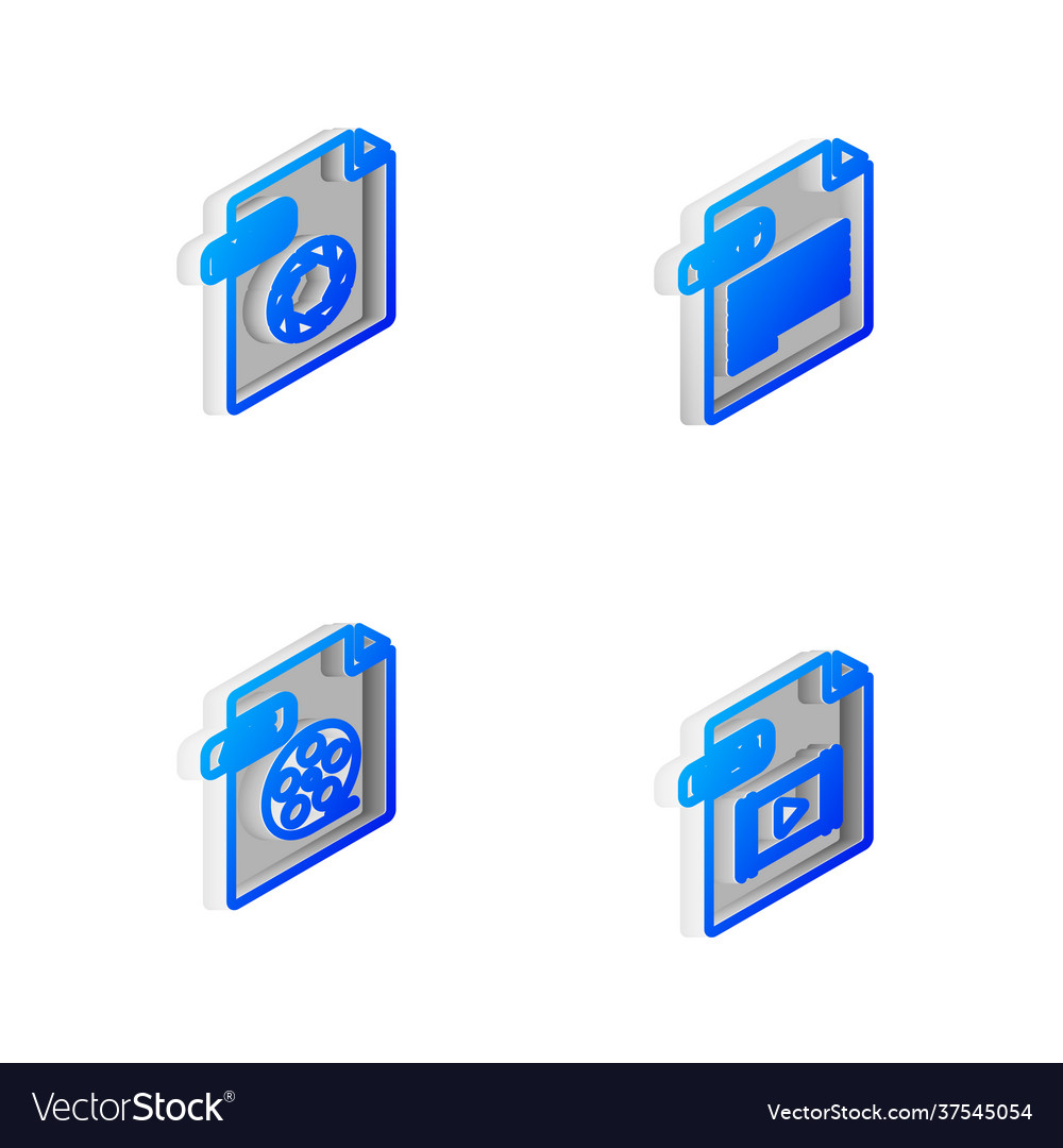 Set isometric line txt file document raw avi Vector Image Set isometric line txt file document raw avi Vector Image