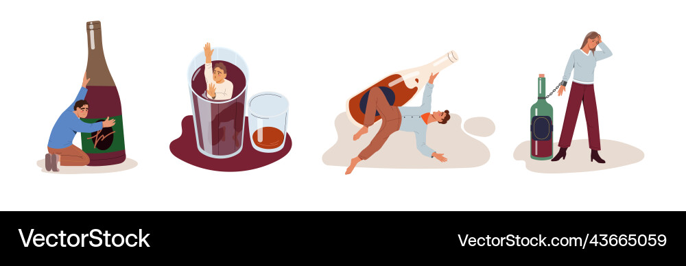 Alcohol Abuse And Addiction Concept Royalty Free Vector