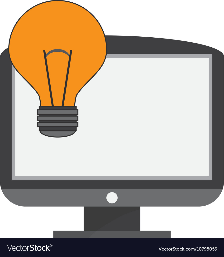 Computer and lightbulb icon Royalty Free Vector Image