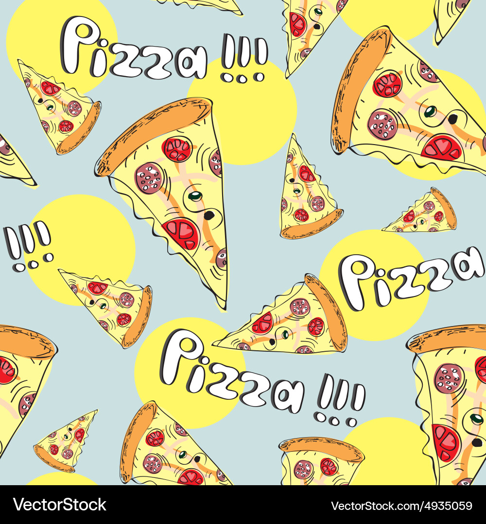Doodle style pizza seamless background Royalty Free Vector