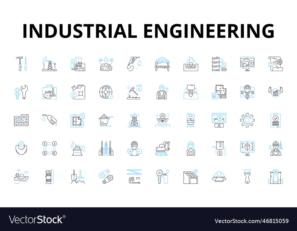 Industrial engineering linear icons set Royalty Free Vector Industrial engineering linear icons set Royalty Free Vector