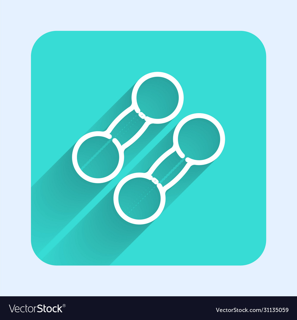 White line dumbbell icon isolated with long shadow