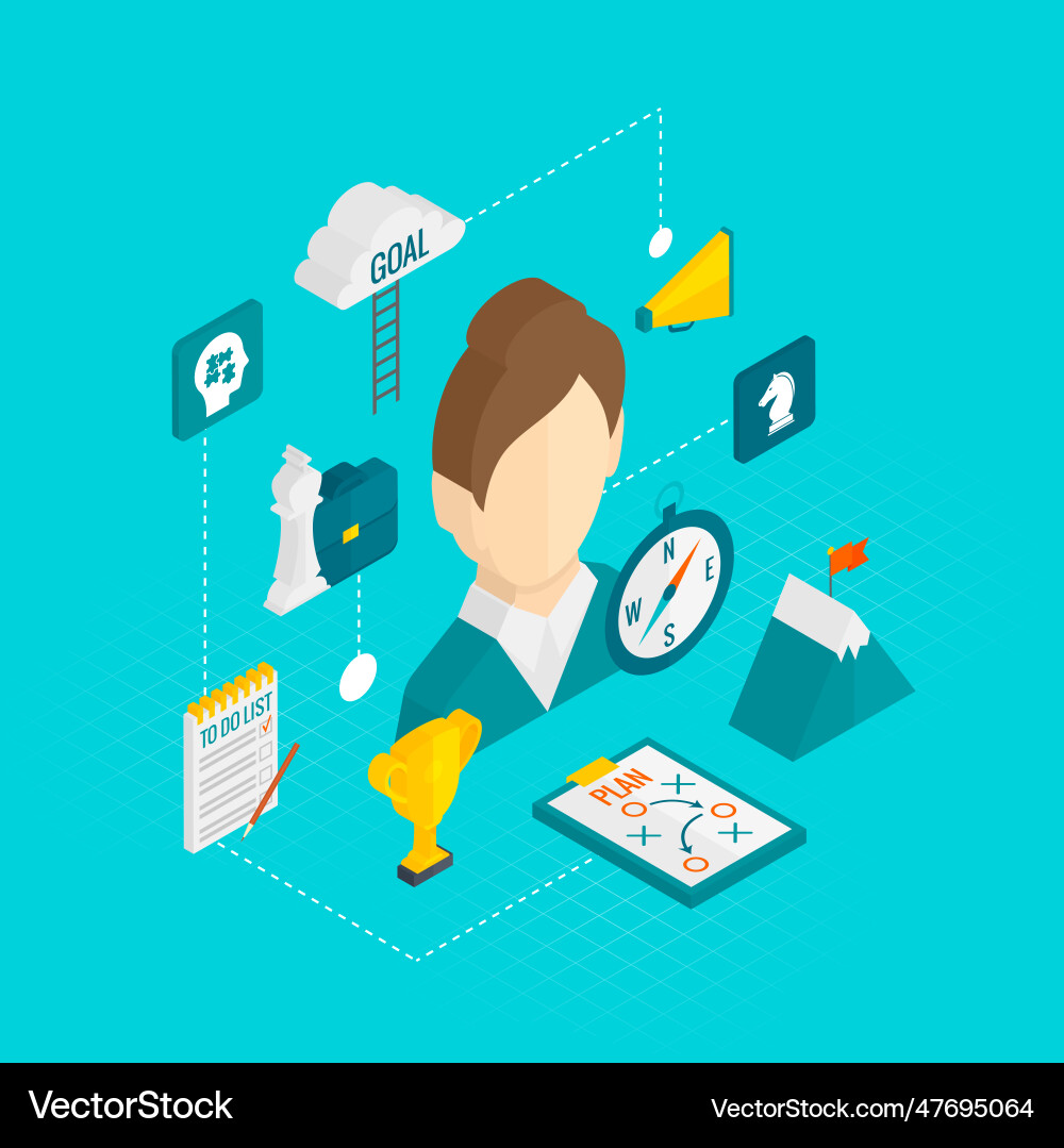 Coaching business isometric icon Royalty Free Vector Image