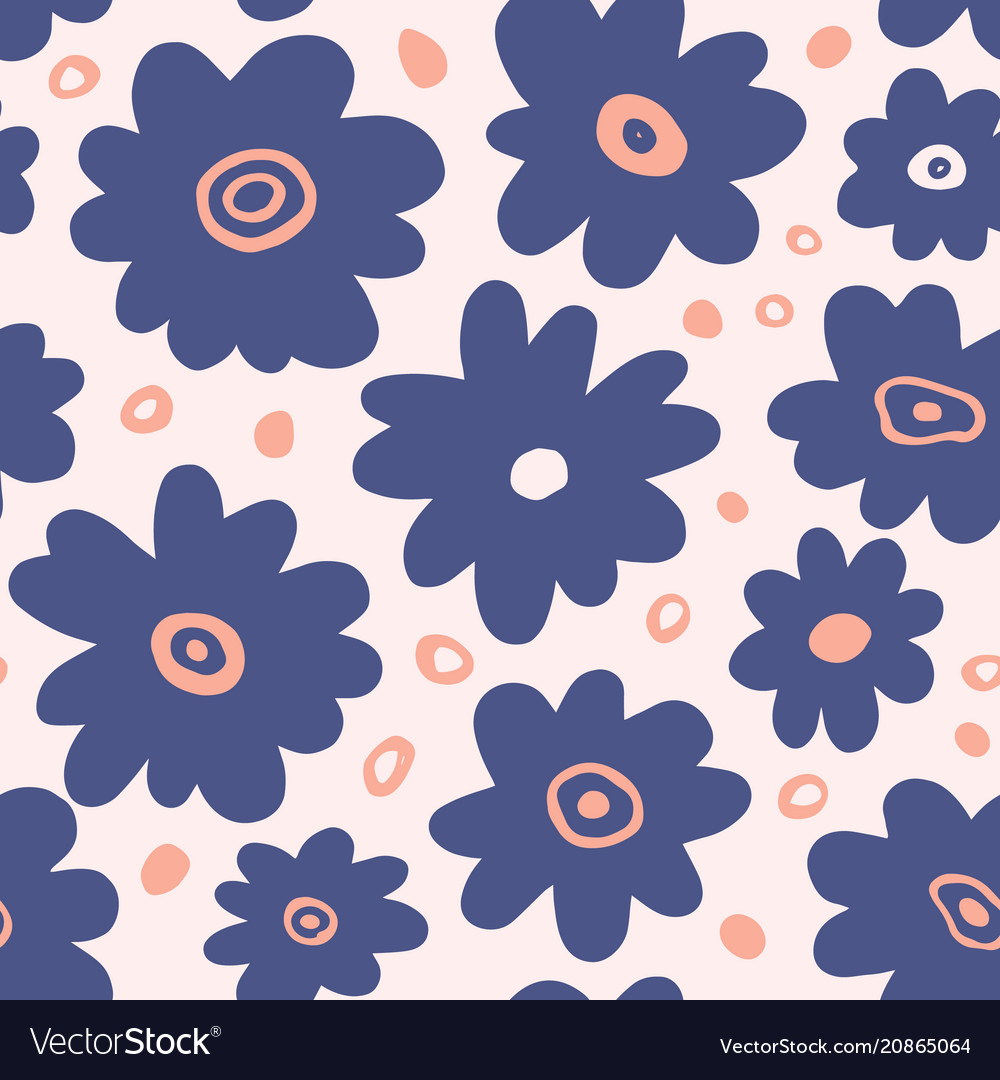 Hand Drawn Floral Seamless Repeat Pattern Vector Image