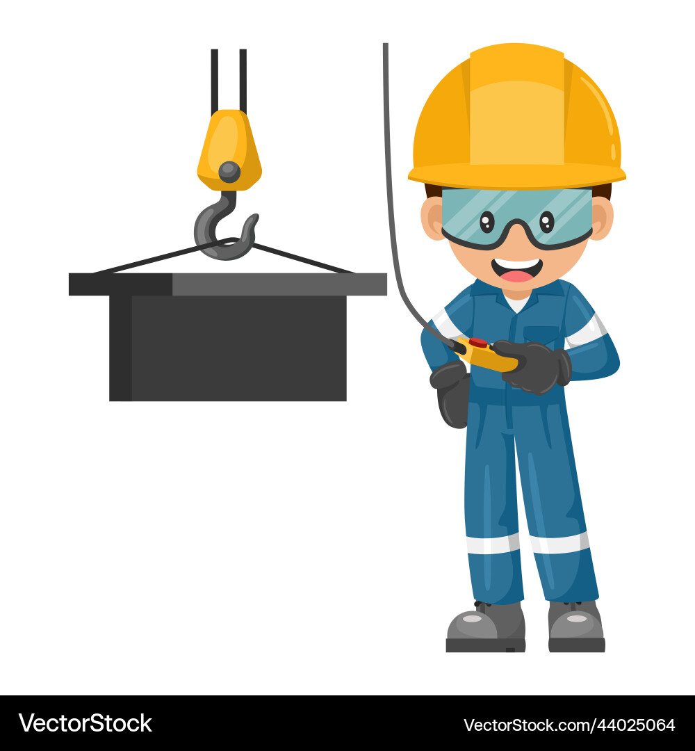 Industrial construction worker using an overhead Vector Image