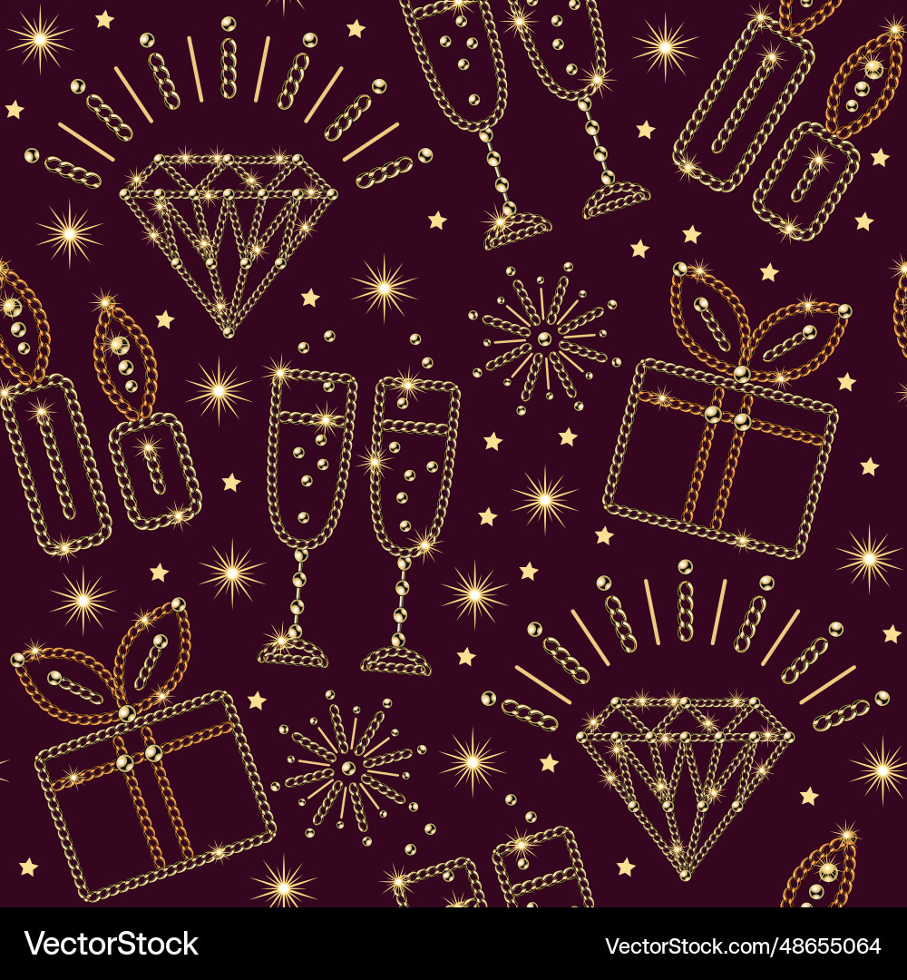 Luxe jewelry christmas pattern with gold chains Vector Image
