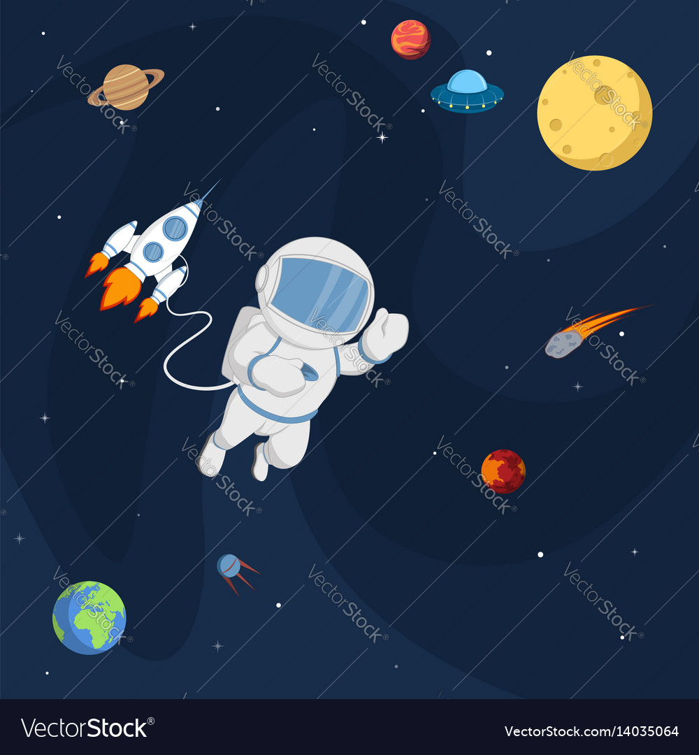 Planets Rockets And Stars Royalty Free Vector Image
