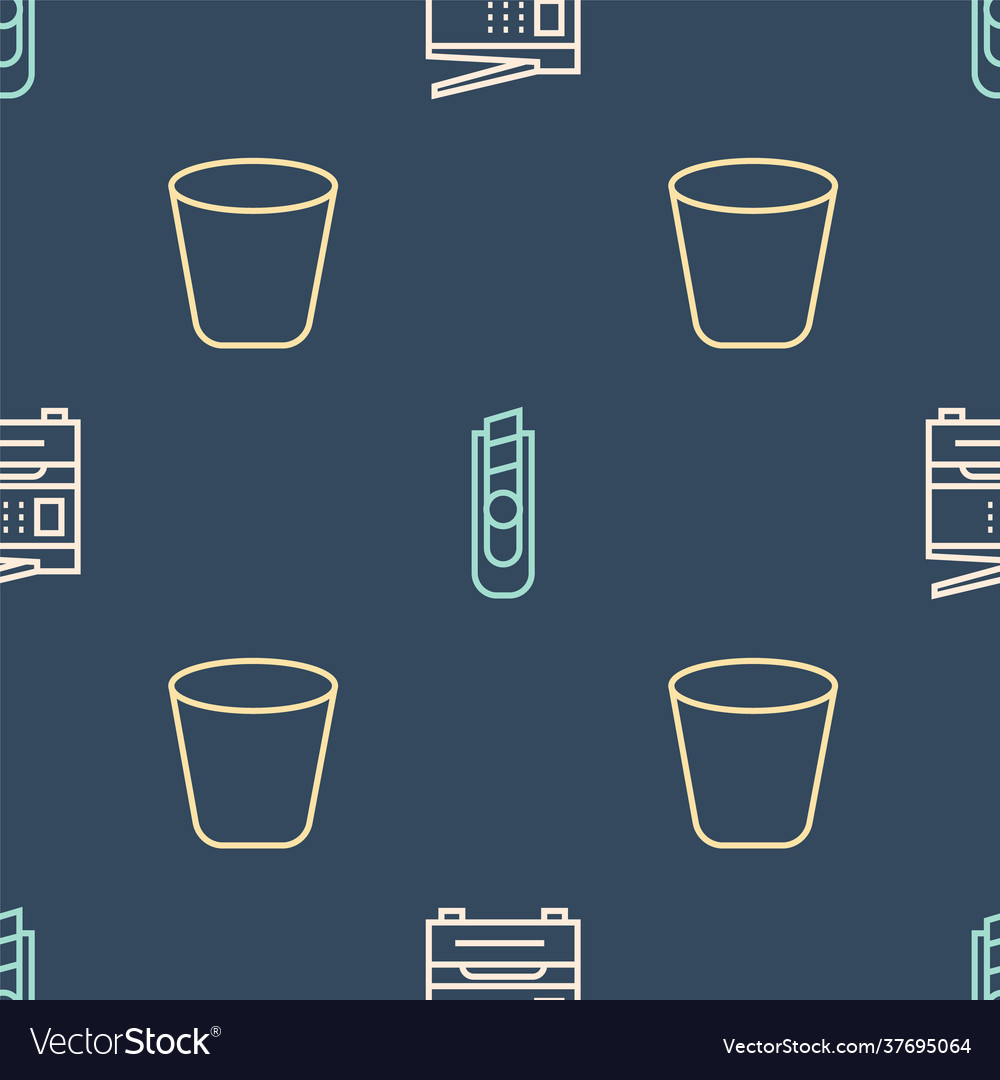 Set line printer trash can and stationery knife Vector Image Set line printer trash can and stationery knife Vector Image
