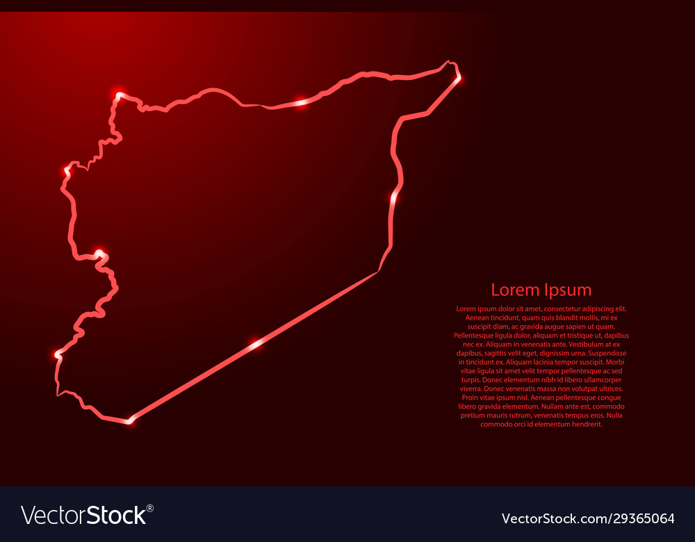 Syria Map From Contour Red Brush Lines Royalty Free Vector