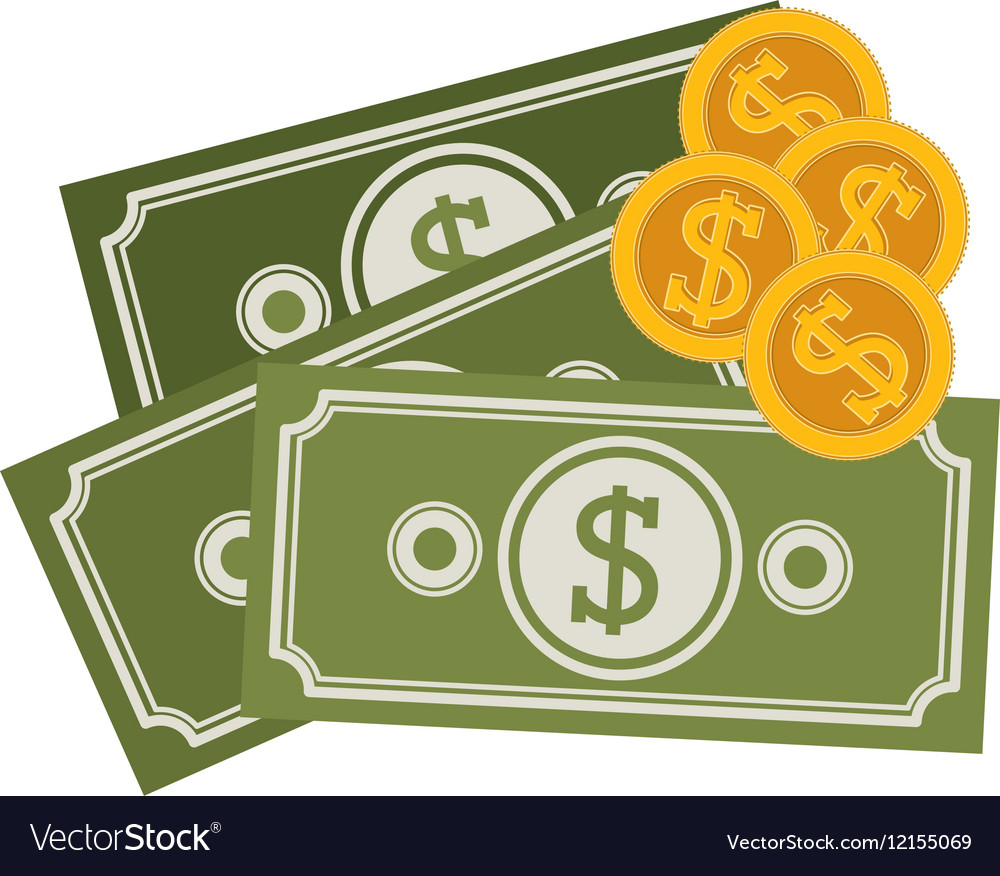 Isolated coins and bills design Royalty Free Vector Image Isolated coins and bills design Royalty Free Vector Image