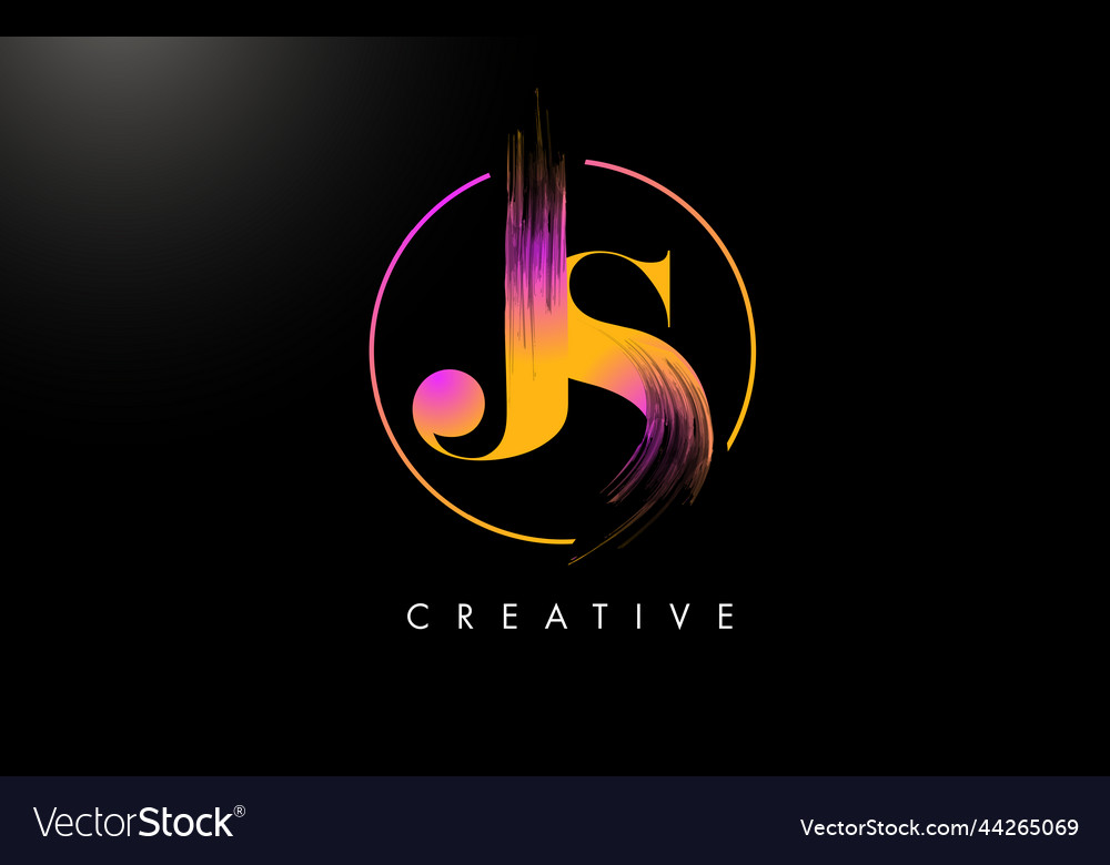 Js brush stroke letter logo design orange purple Vector Image