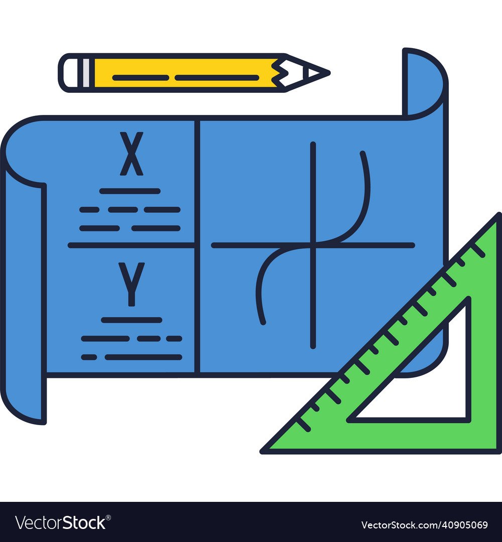 Study school math geometry flat icon Royalty Free Vector