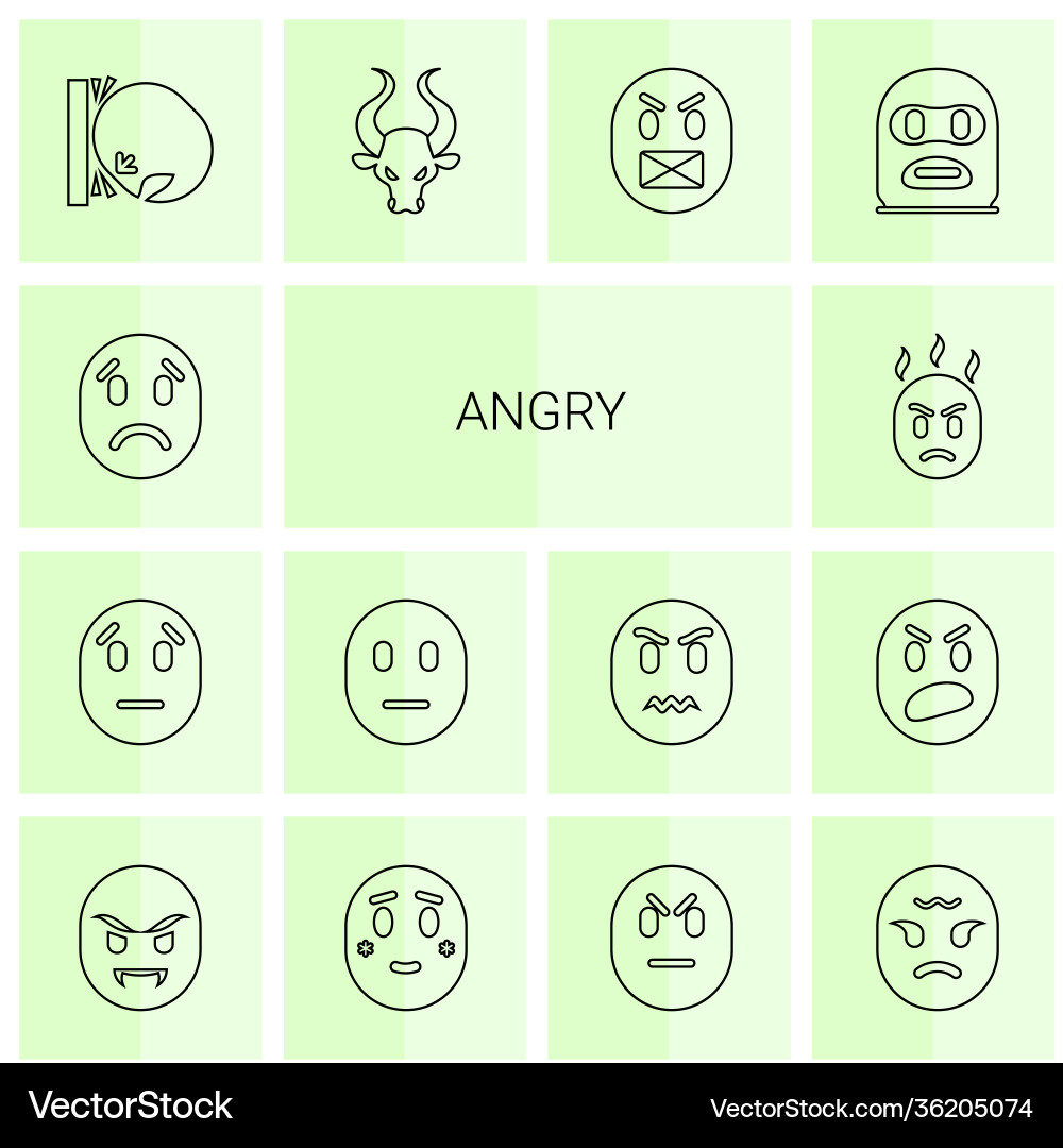 14 angry icons Royalty Free Vector Image - VectorStock