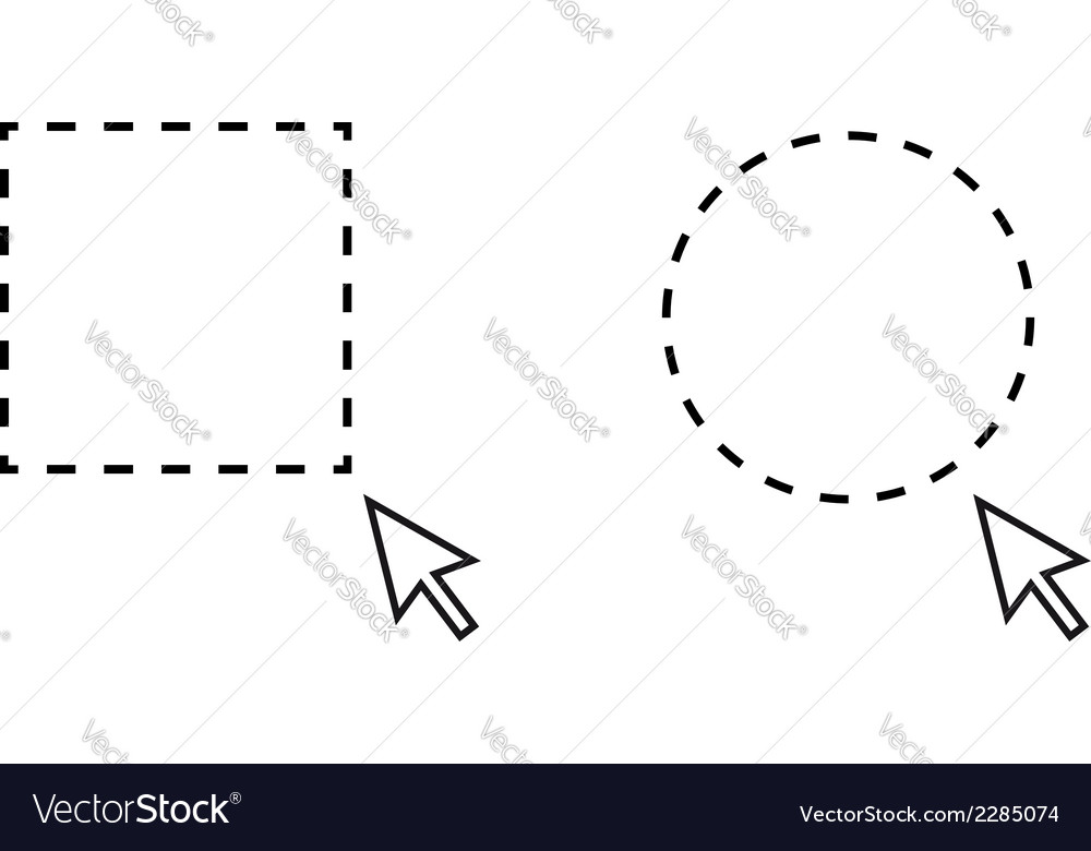 Selection Rectangle And Circle With Pointer Vector Image