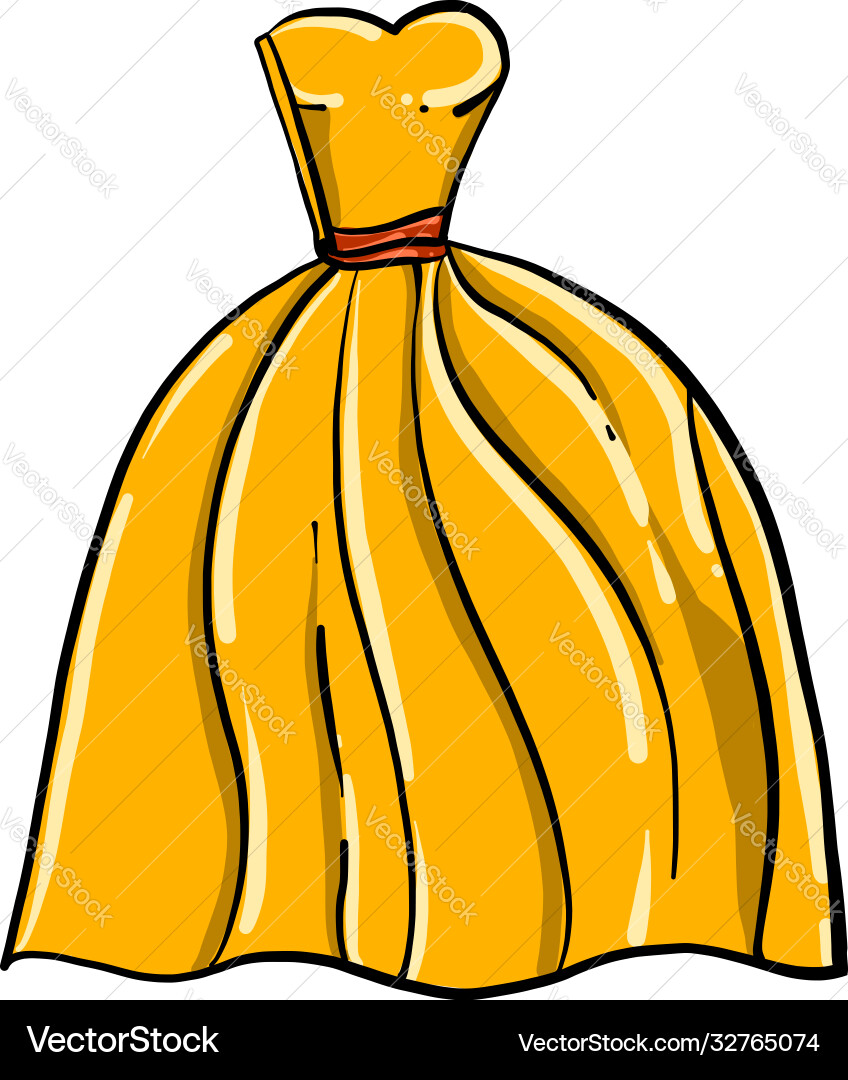 Yellow dress on white background Royalty Free Vector Image