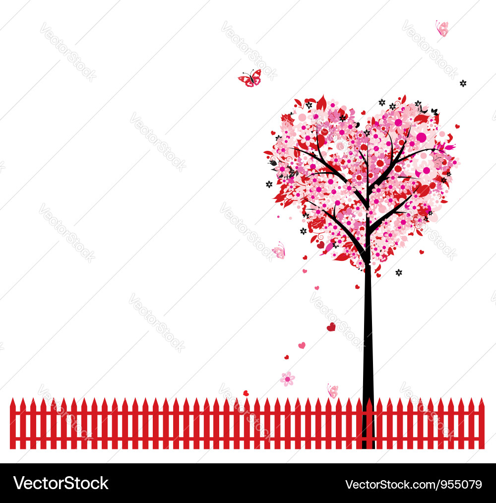 Heart shape tree background Royalty Free Vector Image