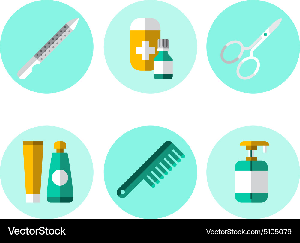 Hygiene icons flat set Royalty Free Vector Image