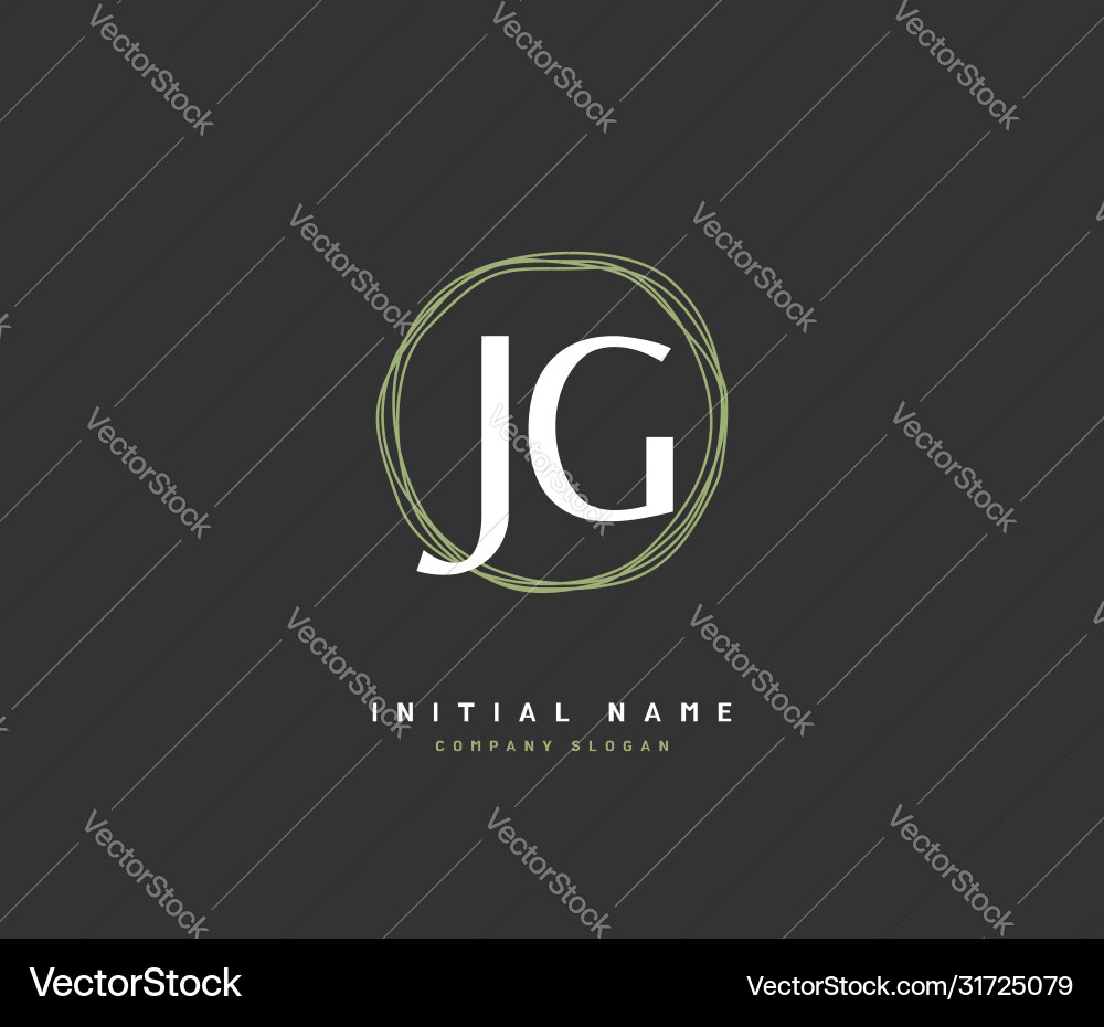 J g jg beauty initial logo handwriting Royalty Free Vector
