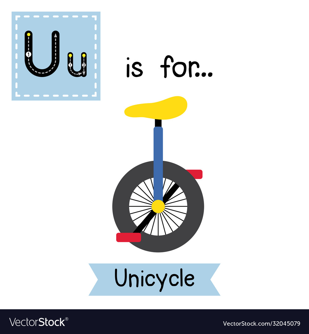 Letter u tracing unicycle Royalty Free Vector Image Letter u tracing unicycle Royalty Free Vector Image