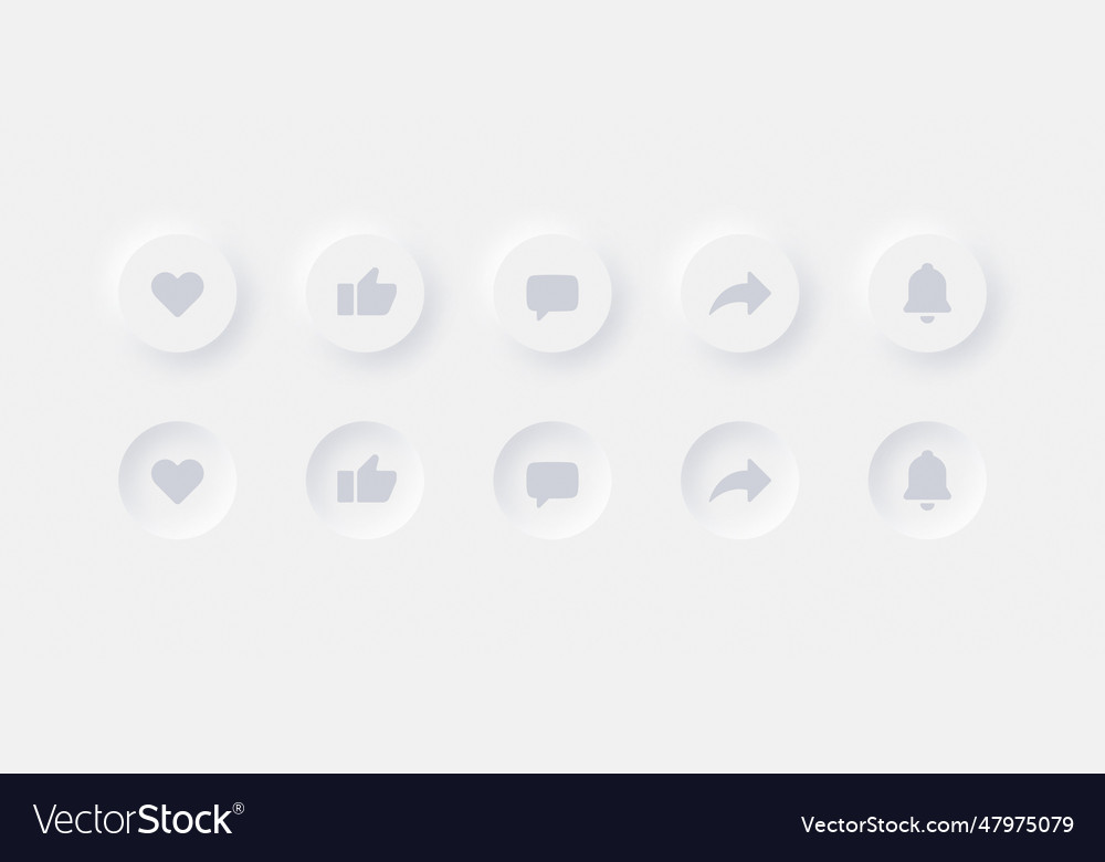 Neumorphic ui ux design elements youtube buttons Vector Image