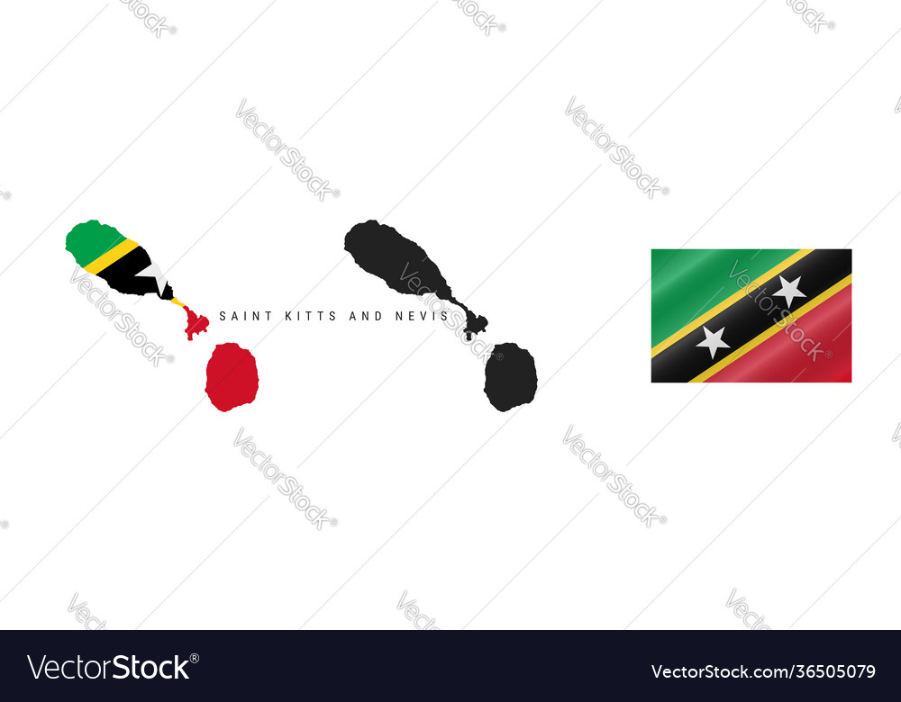Saint kitts and nevis detailed flag map detailed Vector Image