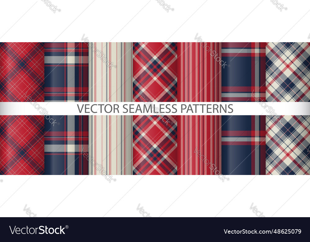Set background pattern check seamless textile Vector Image