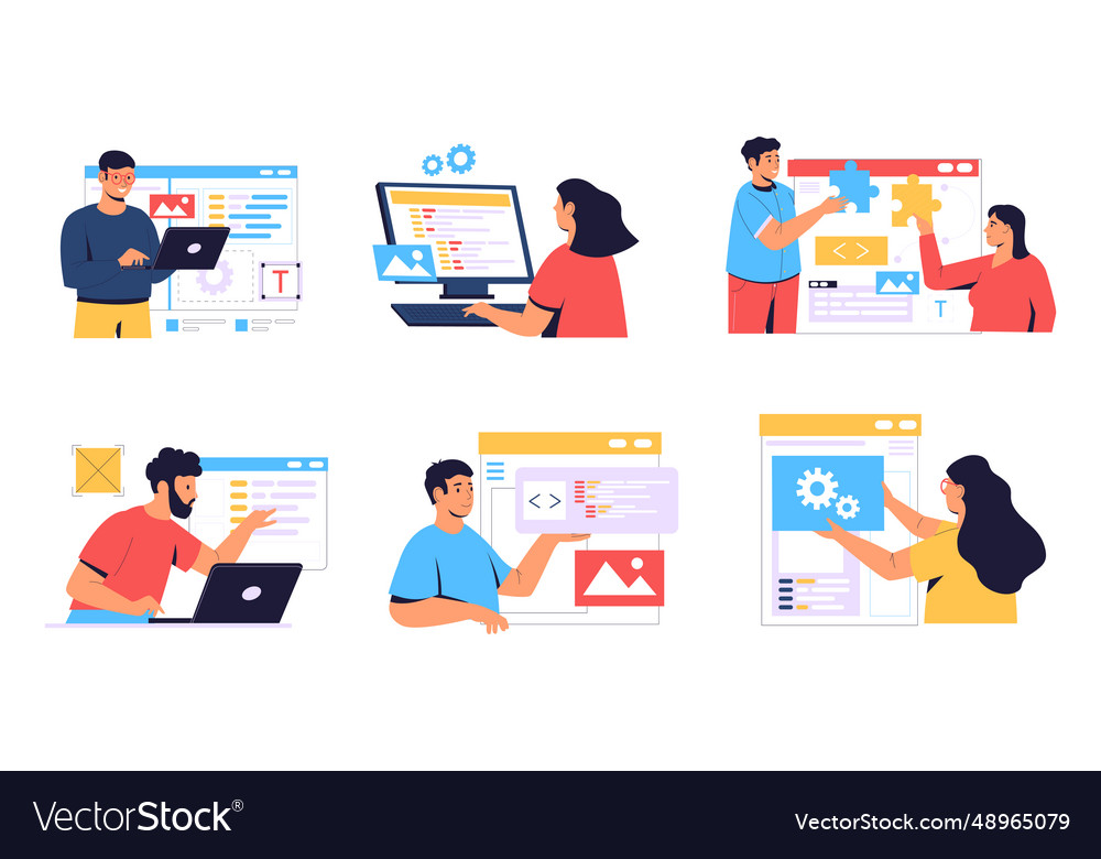 Web development creating mobile page software Vector Image
