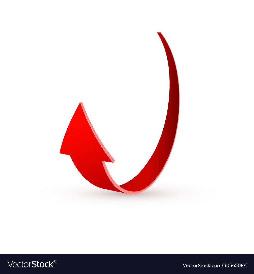 Realistic red swirling arrow Royalty Free Vector Image