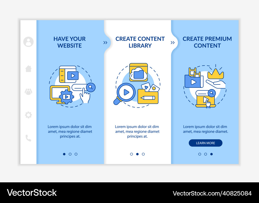 Video on demand blue and white onboarding template