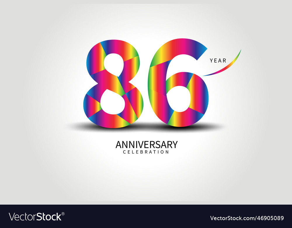 86 year anniversary celebration logo colorful Vector Image