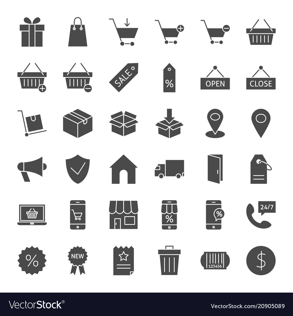 Commerce solid web icons Royalty Free Vector Image