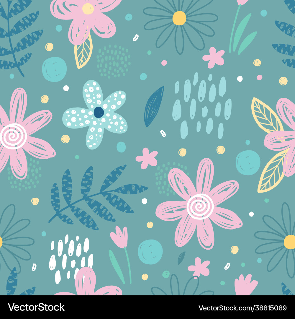 Floral cute pattern cartoon Royalty Free Vector Image