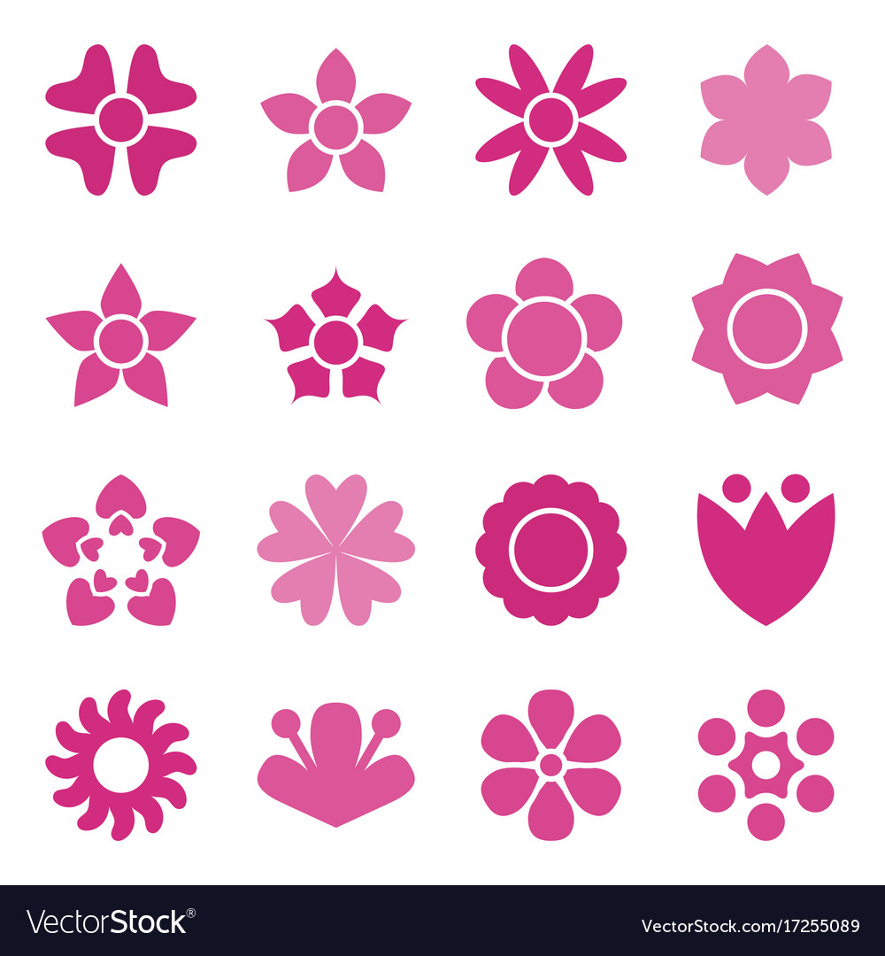 Flower Icon Set Royalty Free Vector Image Vectorstock