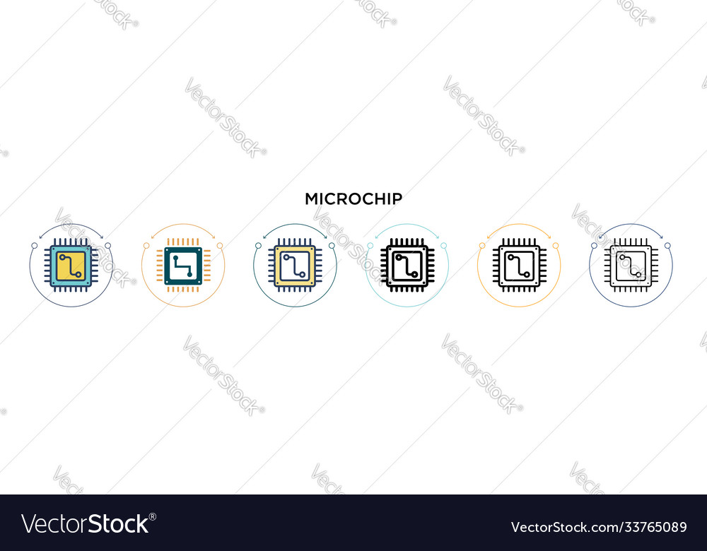 Microchip Icon In Filled Thin Line Outline Vector Image