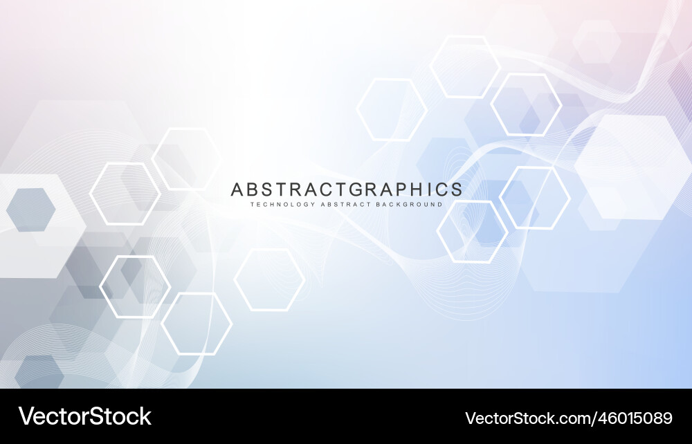 Modern scientific background with hexagons lines Vector Image