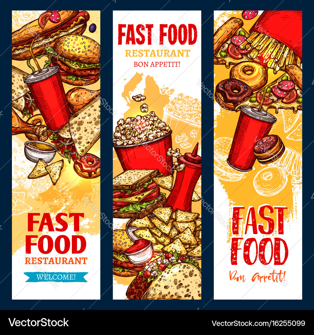 Fast food banners for restaurant Royalty Free Vector Image
