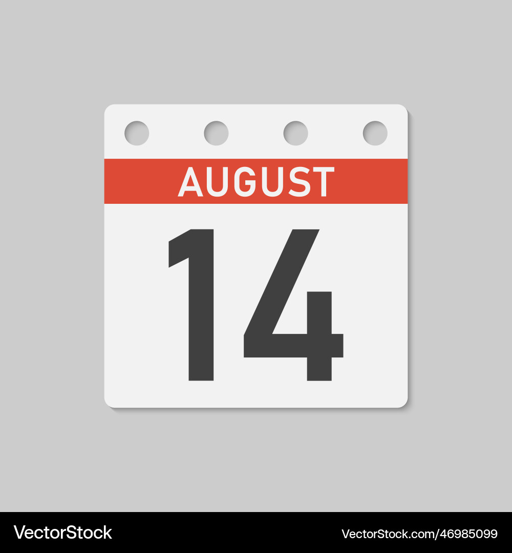 Icon page calendar day - 14 august Royalty Free Vector Image