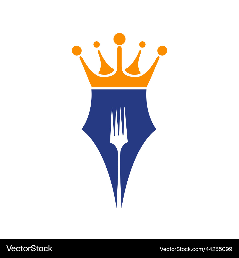 Pen with crown and fork logo icon design Vector Image